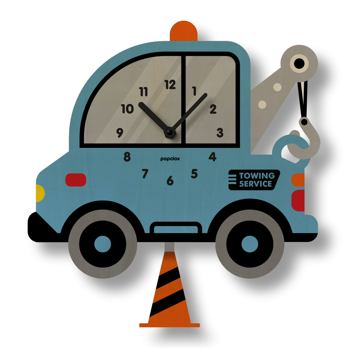 tow truck - pendulum clock | popclox Wall Clocks for Kids