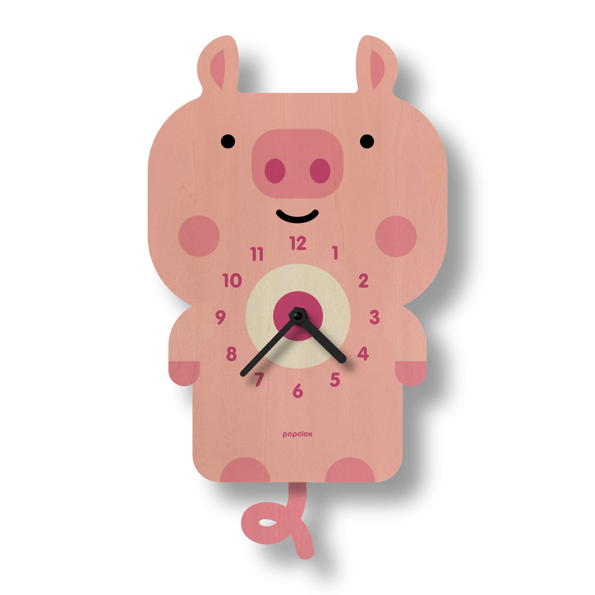 pig - pendulum clock | popclox Wall Clocks for Kids
