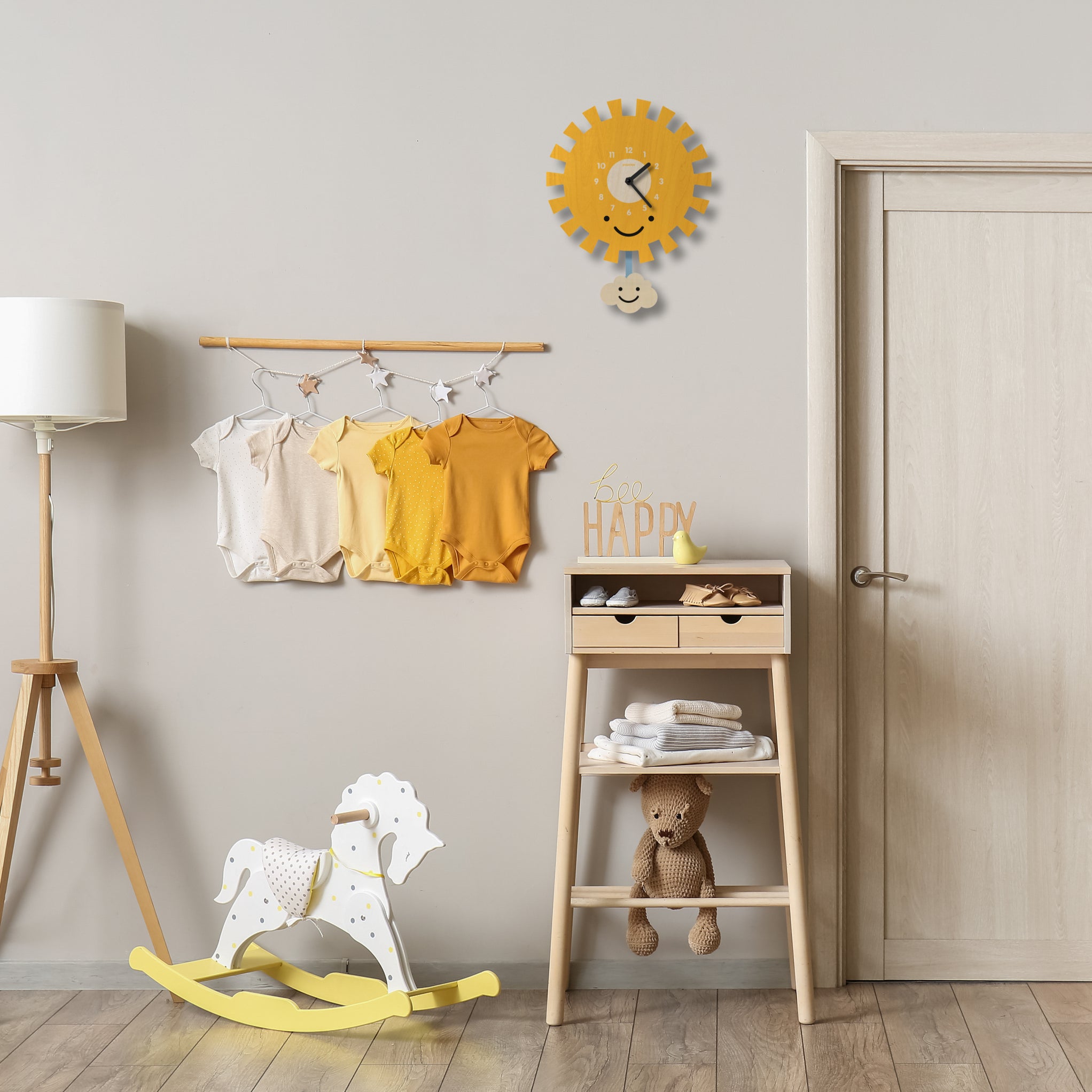 sun - pendulum clock | popclox Wall Clocks for Kids