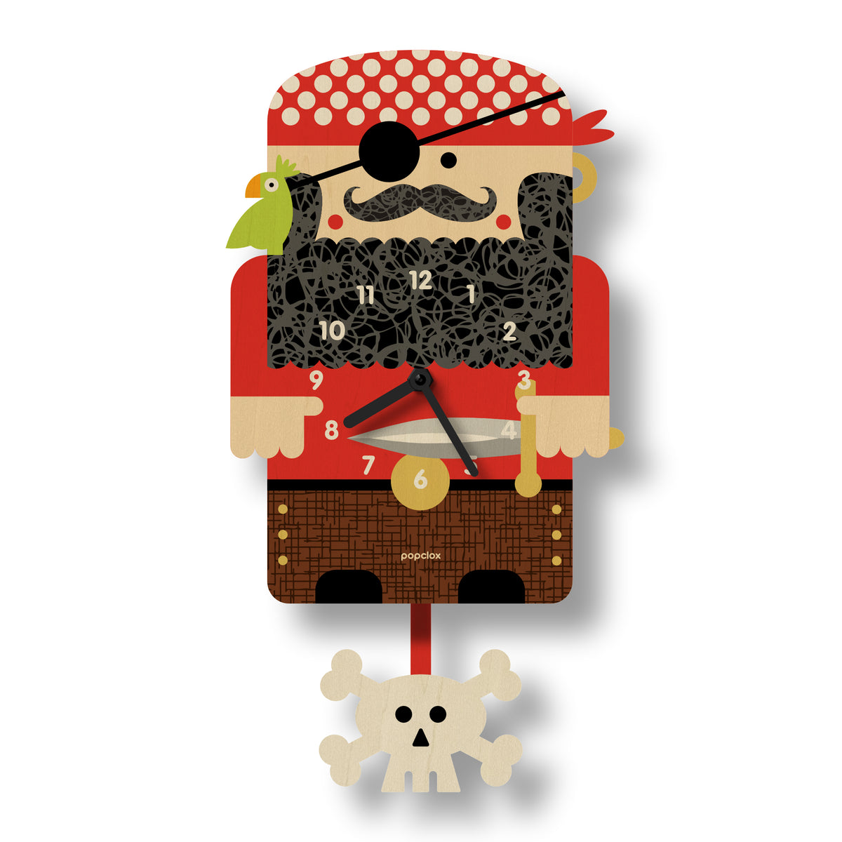 pirate - pendulum clock | popclox Wall Clocks for Kids