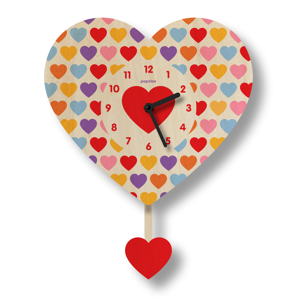heart - pendulum clock | popclox Wall Clocks for Kids