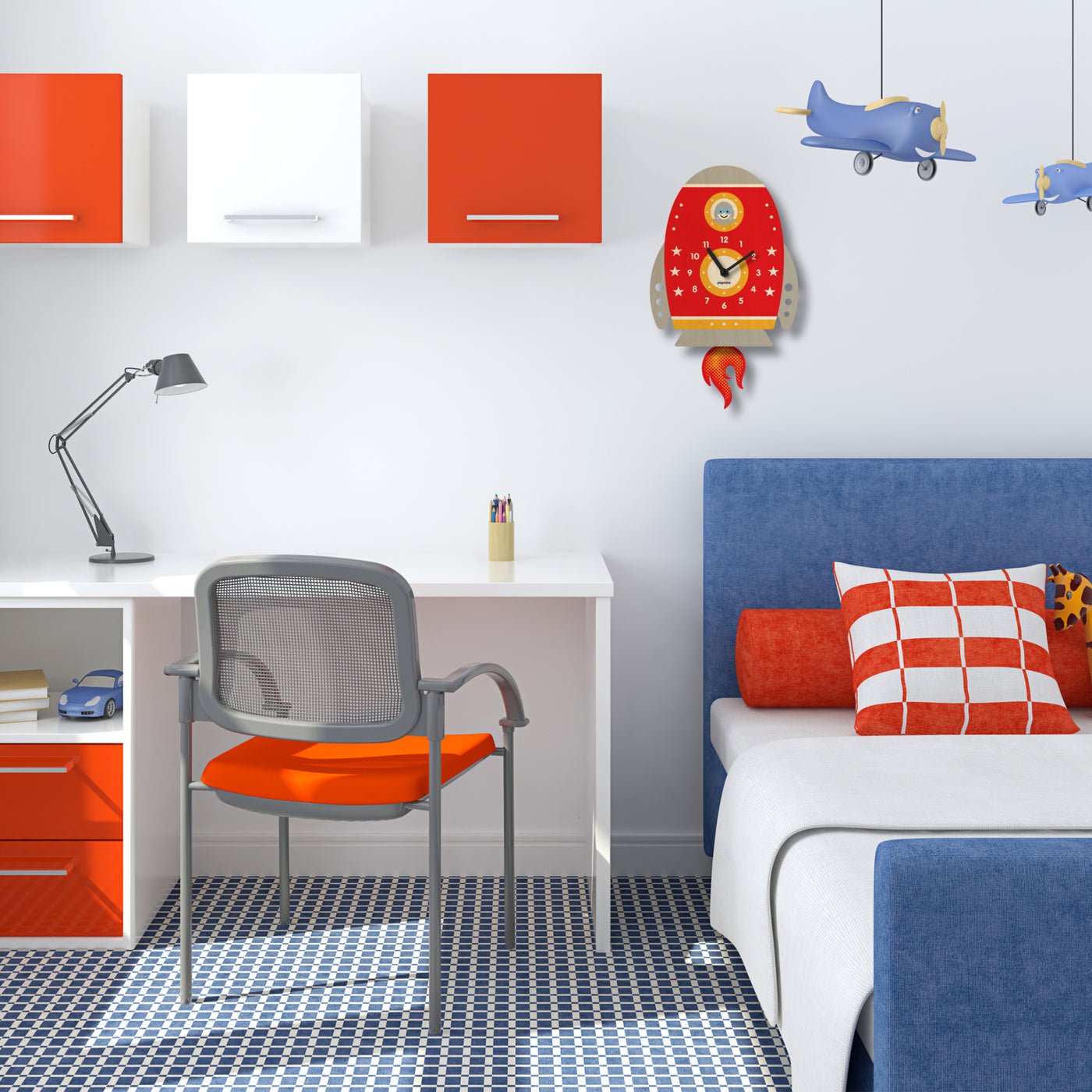 rocket - pendulum clock | popclox Wall Clocks for Kids