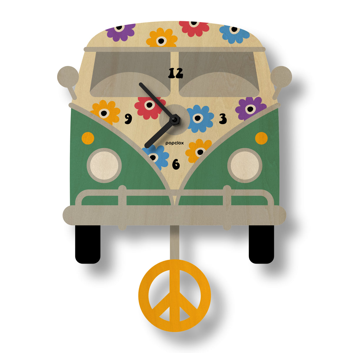 peace bus - pendulum clock | popclox Wall Clocks for Kids