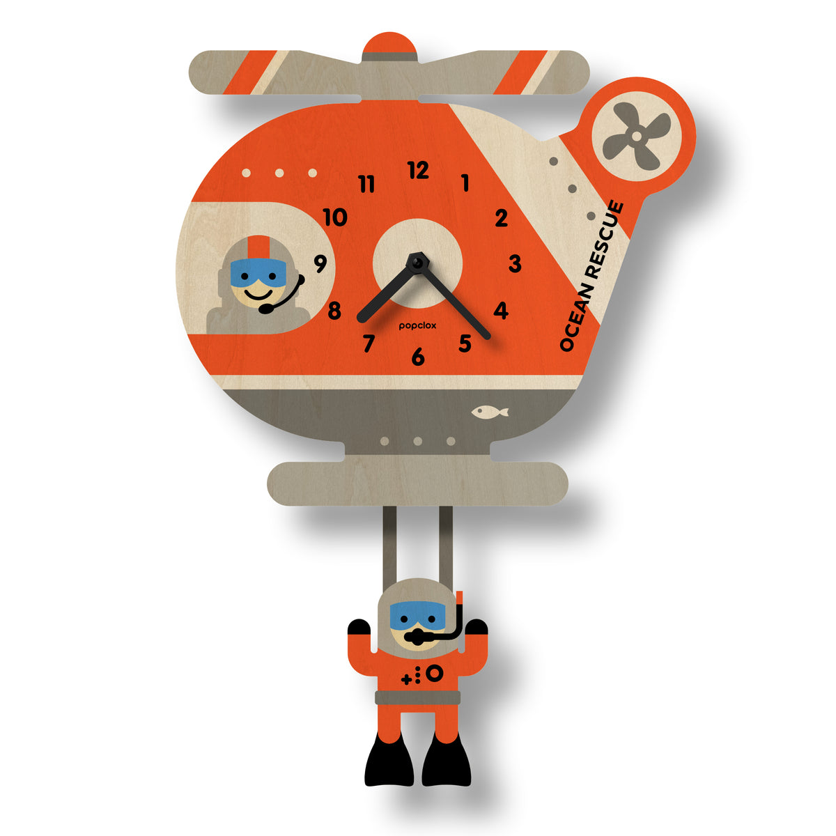 helicopter - pendulum clock | popclox Wall Clocks for Kids