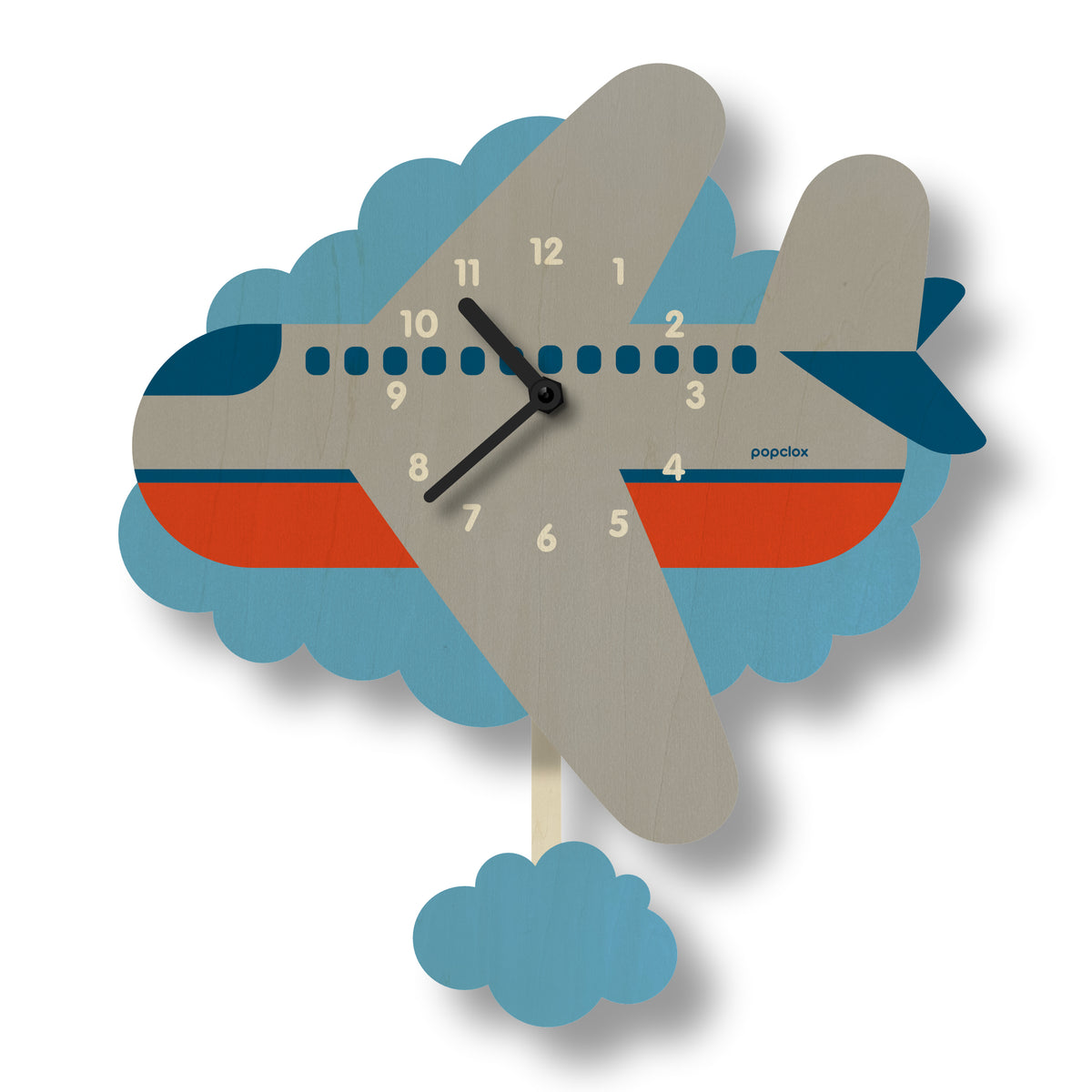 airplane - pendulum clock | popclox Wall Clocks for Kids