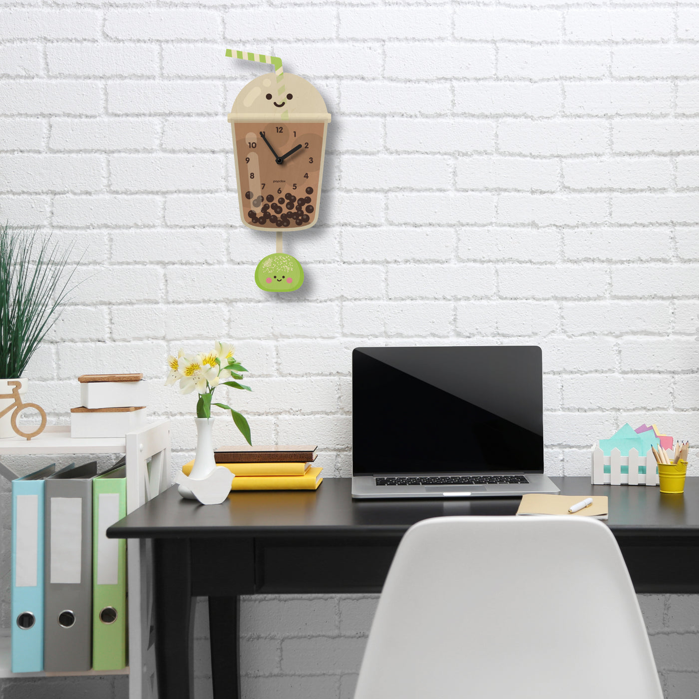 bubble tea - pendulum clock | popclox Wall Clocks for Kids