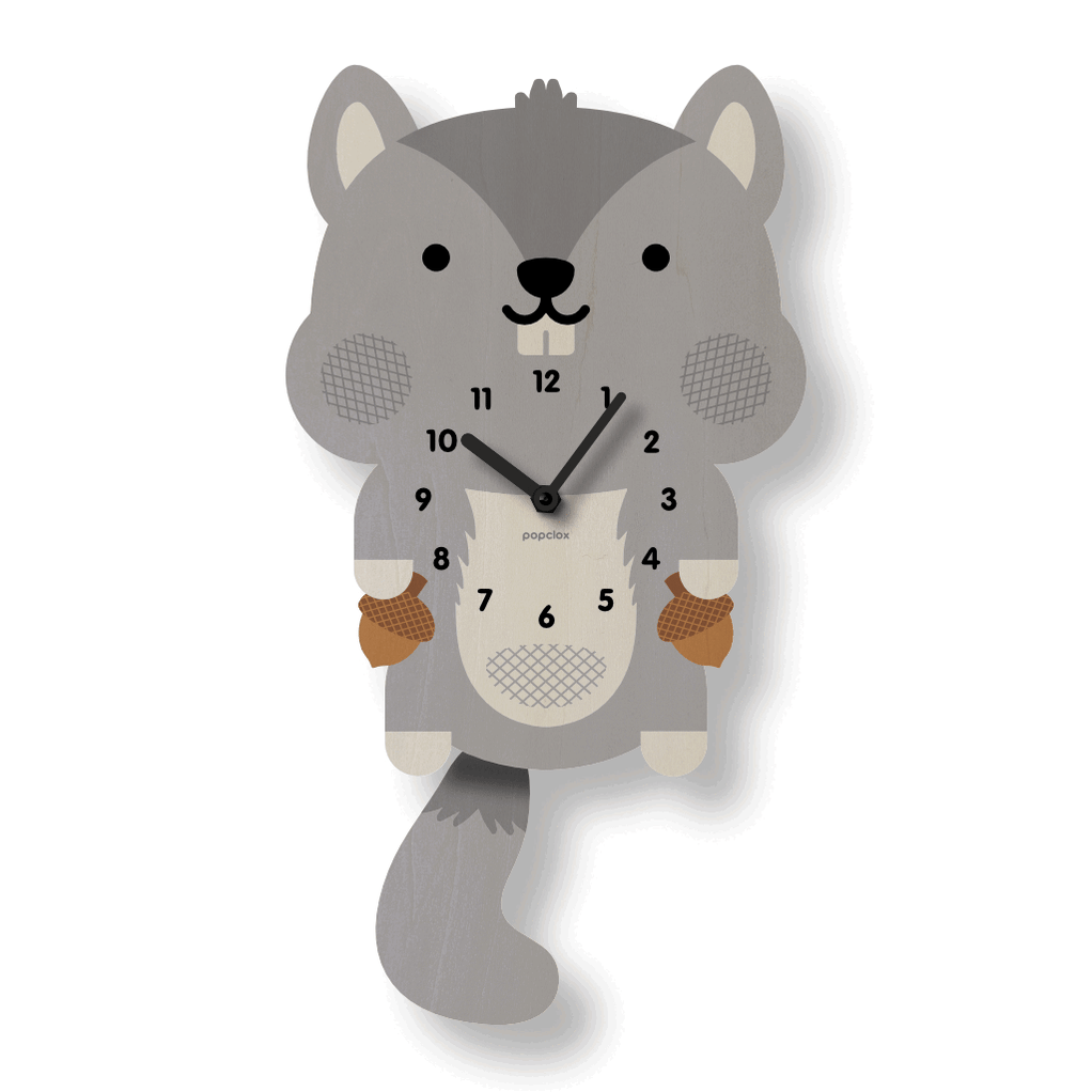 squirrel - pendulum clock | popclox Wall Clocks for Kids