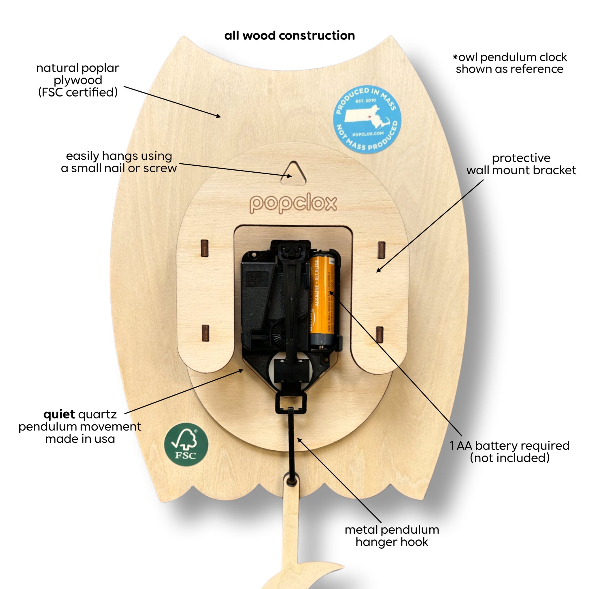 pencil - pendulum clock | popclox Wall Clocks for Kids
